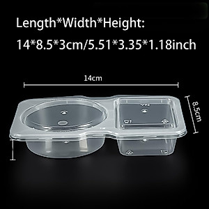 Double Compartment Condiment Container Double Condiment Containers with Lids 2 Compartment Snack Containers Double Compartment Condiment Containers with Lids Sauce Containers (Square Two 150ml,15PCS)