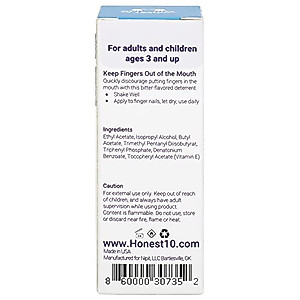 Honest 10 Nail Biting Treatment for Kids and Adults, Strongest Formula, 10-Free of harmful ingredients, Safety Tested, Dries Clear
