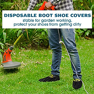 200 Pack Disposable Shoe Covers Black Disposable Boot and Shoe Booties Covers Waterproof Slip Resistant Shoe Booties Covers (Large)