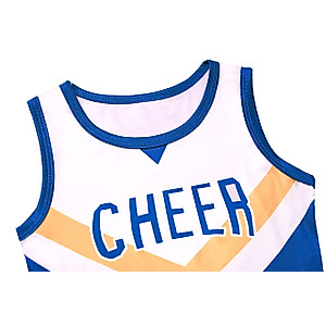 Gigoitly Cheerleader Costume for Girls Blue Cheerleading Outfit for Kids Cheer Up Party Halloween Cosplay Birthday Gifts