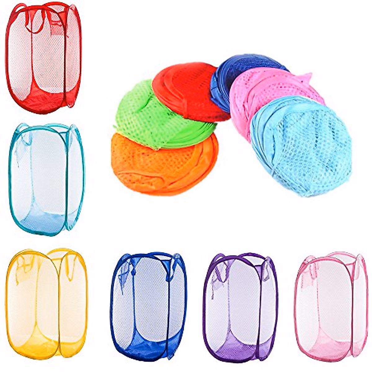 RayLineDo® 6 x Foldable Pop Up Mesh Washing Laundry Basket Hamper Bag Bin Tidy Clothes Storage