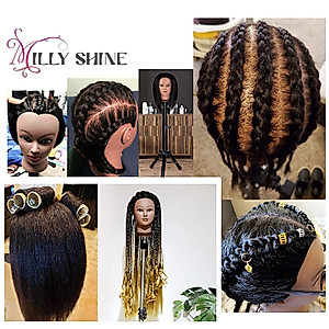 MILLYSHINE Mannequin Head With Human Hair,16",Braiding Styling Doll Head,Beauty School Manikin Head,Curling Dyeing Hairdresser Practice Training Head
