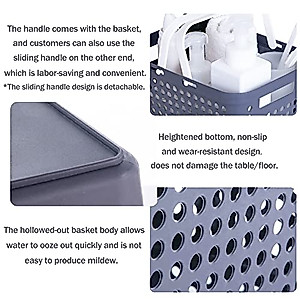 WEMEGA 2 Pack Portable Shower Caddy Tote Plastic Storage Basket with Handles,Box Organizer Bin for Bathroom,College Dorm,Kitchen,Bedroom,Black