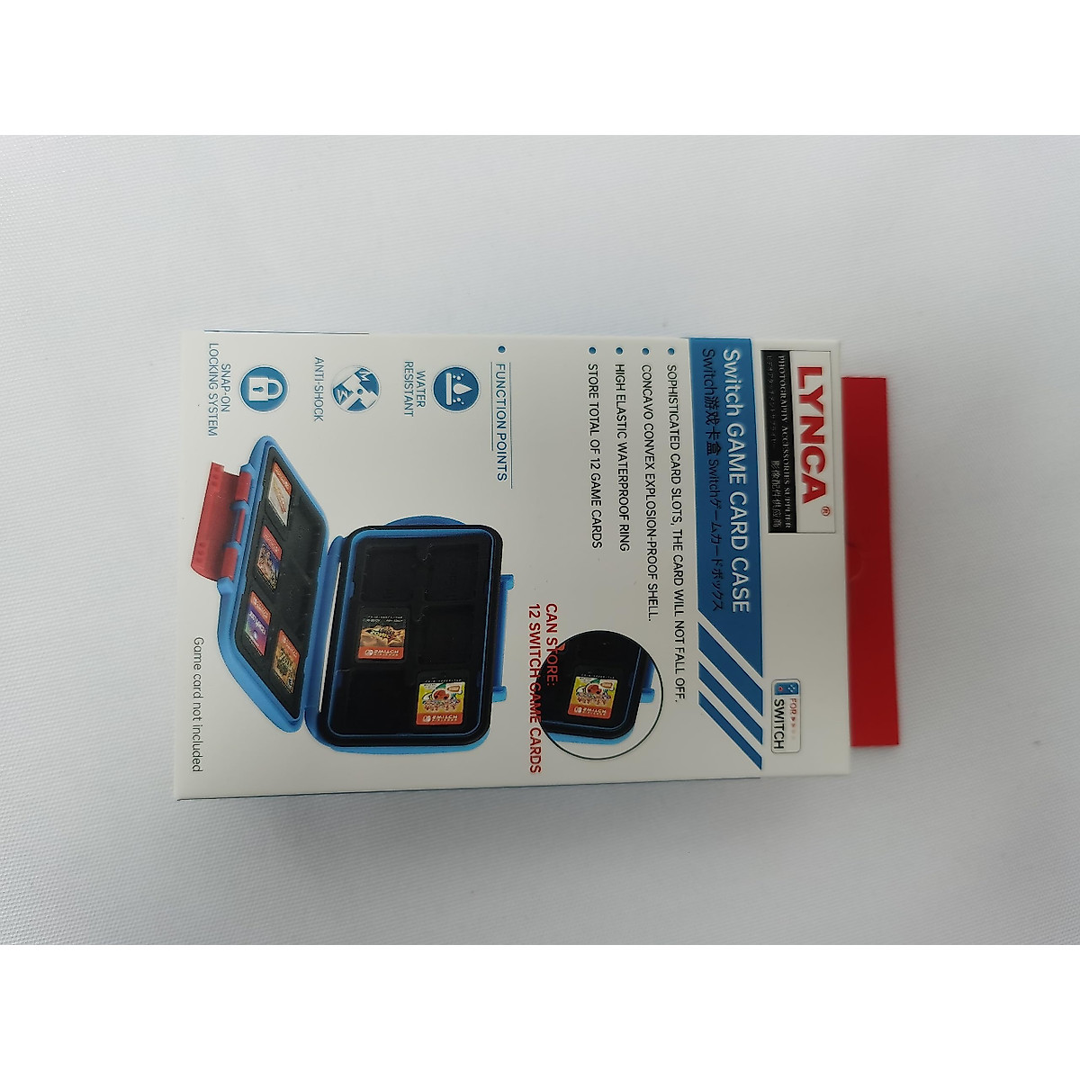 LYNCA KH8(G) Game Card Case for Nintendo Switch, Protective shockproof Cartridge Holder Carrying Storage Box Game Memory Card Holder Case with 12 Cartridge Slots for Nino Switch NS NX (Light Blue)