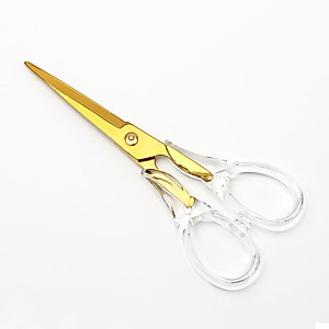 Gold Scissors Clear Acrylic Scissors 6.5" Craft Office Professional Shears for Home School Office Desk Accessories Stationery Supplies (Clear Acrylic Scissors, Gold)