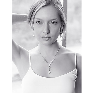 Mariell Cubic Zirconia Necklace & Earrings Bridal Jewelry Set, CZ Crystal Statement Necklace Set for Weddings, Formal Events, Mother of The Bride