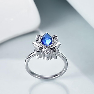 Lotus Urn Ring Jewelry for Ashes for Women Size 9 Sterling Silver Keepsake Cremation Ring Jewelry
