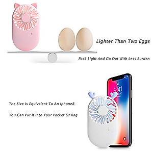 YUERR Portable Mini Fan Handheld Fans For Cooling Air 3 Speeds Adjustable USB Rechargeable Small Table Desk Fan Personal Quiet Eyelash Fan For Kids Women Men Home Office Travel(Pink Kitten)