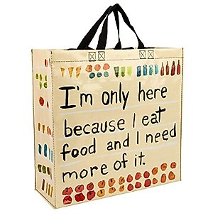 Blue Q Shoppers, Reusable Grocery Bag, Sturdy, Easy-to-Clean, 15" h x 16" w x 6" d, made from strong 95% recycled material (Multi)