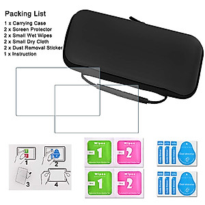 Carry case for New Switch Lite, AFUNTA Zipper Portable Case with 2 Pcs Screen Protectors for Switch Lite 2019-9H Hardness Tempered Glass Film