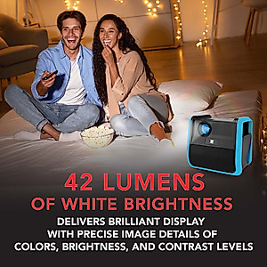 RCA - RPJ060 Portable Projector Home Theater Entertainment System, Long Lasting Battery - 2.5 Hours per Charge - Outdoor, Rechargeable, Speakers - Enjoy Without Any Cable on The go - Phone/Stick/PC