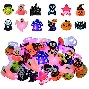 LOMIMOS Halloween 3D Light Up Rings, Resin Ring Toys Goodie Bag Fillers Glow In The Dark Accessory for Kids Treat Bags Gifts Party Favors Supplies(12pcs)