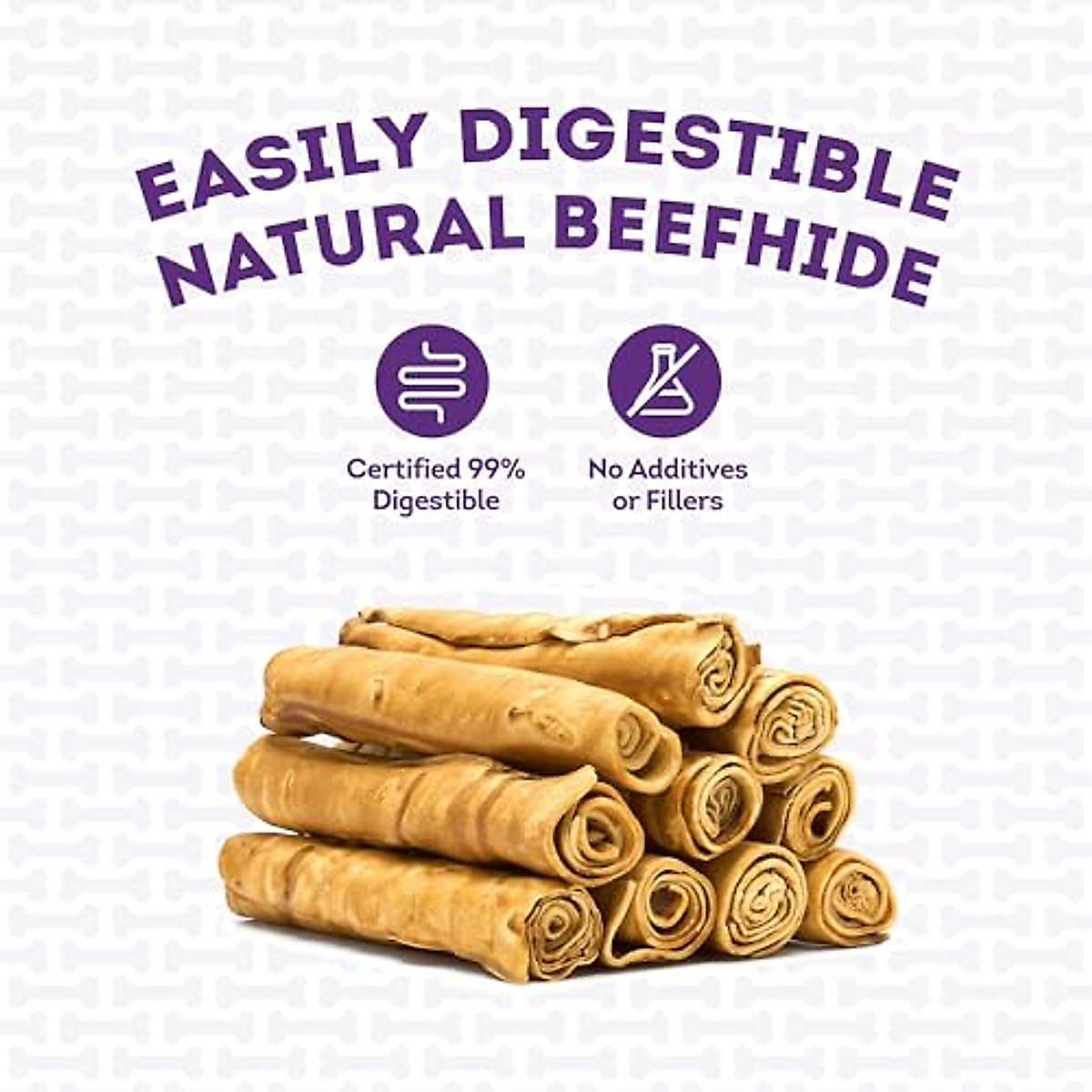 Treatly American Sourced Beefhide Rolls 8-9" Dog Chew Treats - Chicken Flavor, 10 Count/1 Pack