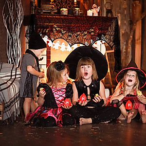 Halloween Decoration Black Lace Spiderweb Fireplace Mantle Scarf Cover Festive Party Supplies Set for Fireplace Window Door Frame Decoration 18 x 96 inch