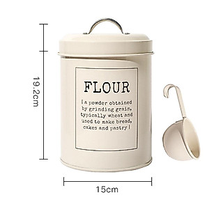 ＫＬＫＣＭＳ Rustic Metal Storage Tin Jar 3L Container, Sealed Lid, FLOUR