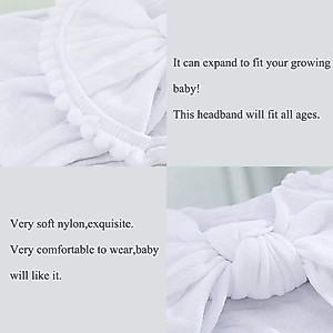 CanB Baby Hair Bow Headband Infant Toddler Bow Stretchy Knot Nylon Baby Headbands Baby Accessories(White)