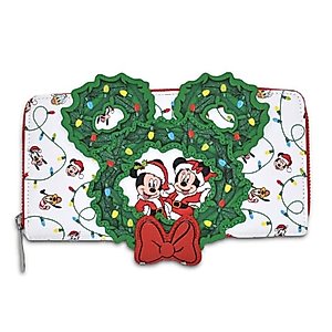 Loungefly GT Exclusive Disney Mickey & Friends Holiday Wreath Wallet
