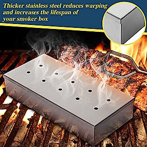 4 Pieces Smoker Box for Gas Grilling Stainless Steel Metal Grill Smoker Box BBQ Smoker Box Top Meat Smokers Box in Barbecue Grilling Accessories for Charcoal and Gas Grills, Add Smokey BBQ Flavor