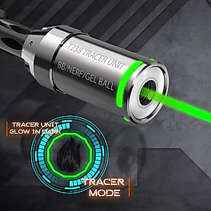 T238-Airsoft Tracer Unit, Spitfire Tactical Tracer Unit for Airsoft/NERF/Gel Blaster, 14mm Counterclockwise Threaded Adapter, 19mm to 16mm Adapter and Allen Key (Fluorescent, Silver)