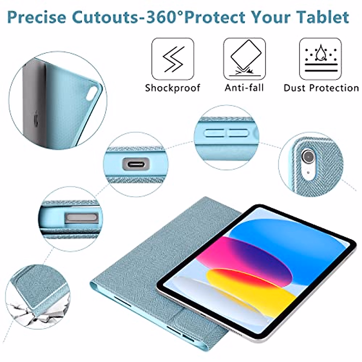 MMK for iPad 10th Generation Keyboard Case 2023/2022, Keyboard Case for iPad 10th Gen 10.9", Detachable Wireless Keyboard Case with Pencil Holder for iPad 10.9 inch