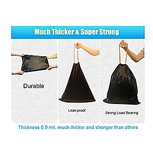 Feiupe 10 Gallon Drawstring Trash Bag Garbage Bag Trash Can Liner,0.9 Mil,90 Count (Black, 10 Gallon)