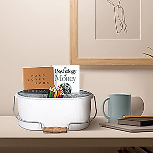 Utensil Caddy,Galvanized Bucket,Galvanized Utensil Holder,Silverware Caddy,Metal Caddy,Outdoor Utensil Caddy,Tin Utensil Holder,Utensil Caddy for Parties,Picnic Caddy,Farmhouse Utensil -White Natural