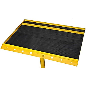 JEGS 200 LBS Capacity Rolling Work Table - Height Adjustable 33 Inches to 48 Inches - Rolling Tool Tray Uses Four 2.5” Caster Wheels - Includes One Tool Tray Table Liner - Yellow Powder Coated Steel