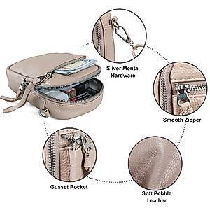 befen Small Genuine Leather Crossbody Cell Phone Bag Wallet Purse with Phone Pocket for Women (Nude)