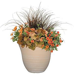 Classic Home and Garden Honeysuckle Resin Flower Pot Planter, Beige, 15"