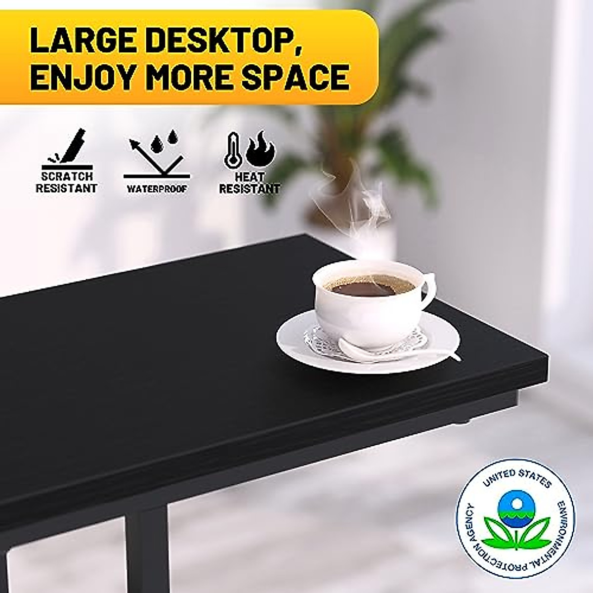 C Table End Table, Sturdy 2 Tier C Shaped Side Table for Couch Sofa Bedside Small Space, C Snack Table TV Tray Record Player Stand Small Tables for Living Room Bedroom, Easy to Assemble, Black