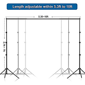 FUDESY Backdrop Stand 7x10Ft Adjustable Photography Background Support System Kit for Photo Video Studio with Carry Bag,Spring Clamps