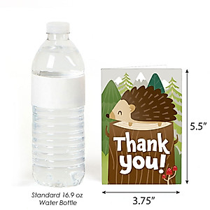 Big Dot of Happiness Forest Hedgehogs - Woodland Birthday Party or Baby Shower Thank You Cards (8 count)
