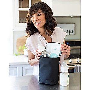 J.L. Childress Tall Twocool, Breastmilk Cooler, Baby Bottle & Baby Food Bag, Insulated & Leak Proof, Ice Pack Included, Fits 2-4 Bottles (Black)