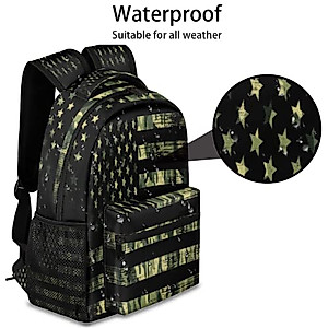 American Flag Camo Backpacks, Camouflage Laptop Backpack Water Resistant College School Bookbag Computer Bag Travel Hiking Camping Rucksack Daypack Shoulder Bag for Women Men Teenager Boys Girls
