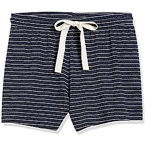 Amazon Essentials Women's Lightweight Lounge Terry Pajama Shorts, Navy White Mini Stripe, Medium