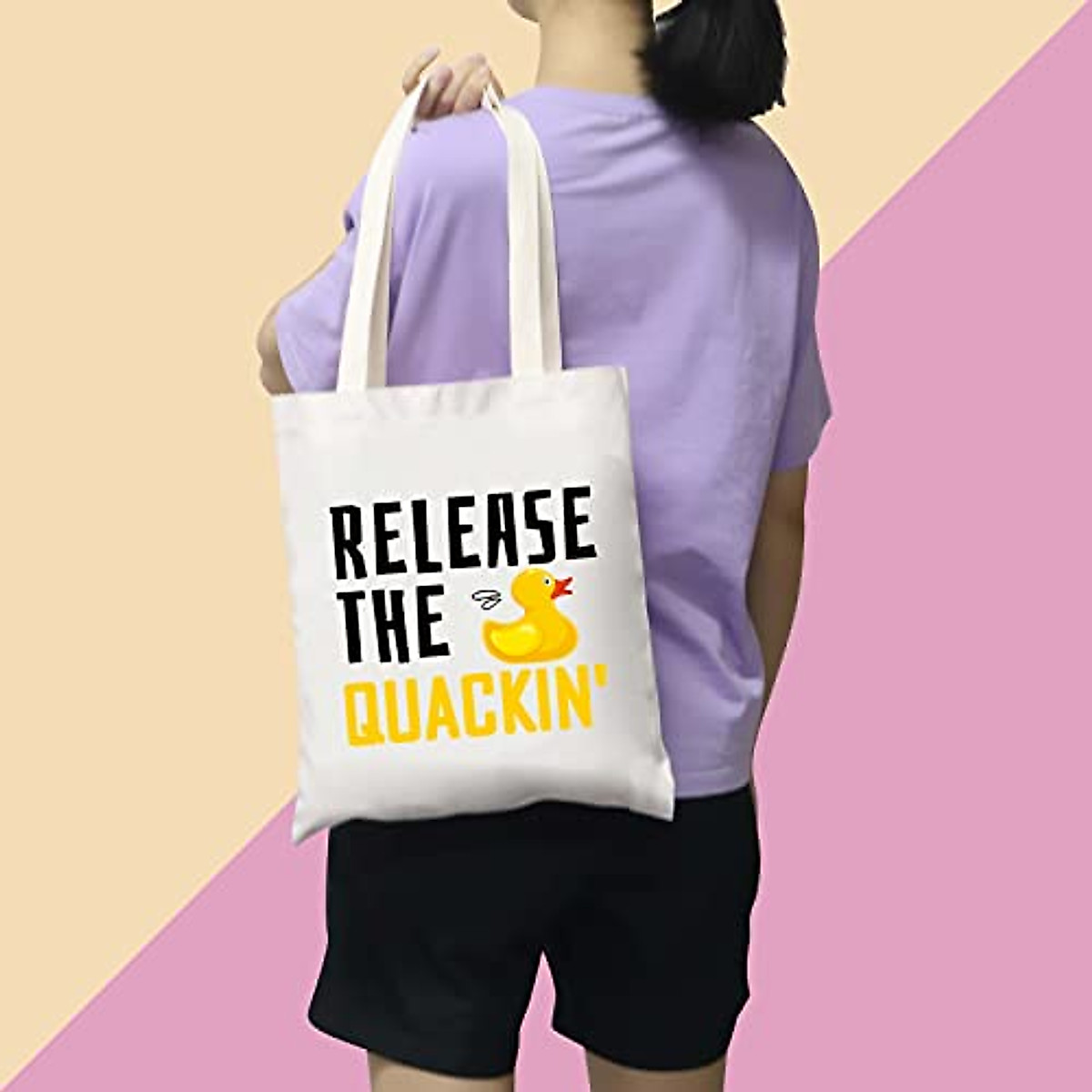 BDPWSS Rubber Duck Tote Bag Duck Lover Gift Release The Quacking Yellow Ducks Handbag For Duck Owner Duck Mom Gift (Release quacking TG)