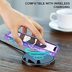 Hocase for iPhone 13 Case, with 2pcs Screen Protectors and 1pc Camera Protector, Shockproof Heavy Duty Soft Silicone Rubber+Hard PC Hybrid Protective Case for iPhone 13 (6.1") 2021 - Purple Meets Blue