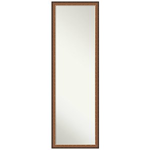 Amanti Art Bronze Full Length Mirror for Door, 50x16 Two Tone Bronze Copper Tall Wall Mirror Full Length, Mounted to Door or Closet Wall with no Visible Brackets, Modern Contemporary Wood Frame