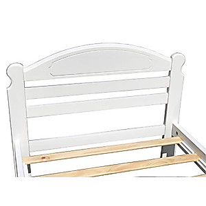 Twin XL Bed White Finish Arizona Wooden Single Bed Frame Easy to Assemble Crafted from Solid Pine Wood with Wooden Slats Includes 33.85 Tall Headboard and Footboard