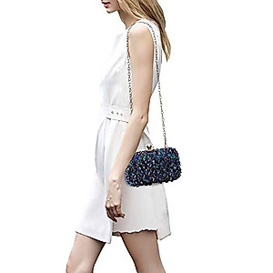 UBORSE Women Clutch Wedding Purse Rhinestone Crystal Beaded Bags Cocktail Party Bridal Prom Handbag for Women (Blue)
