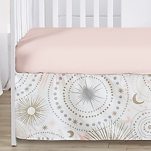 Sweet Jojo Designs 4 pc. Blush Pink, Gold, Grey and White Star and Moon Celestial Baby Girl Crib Bedding Set