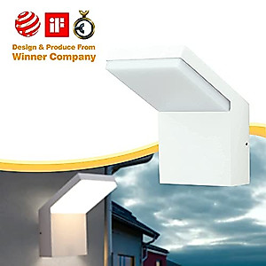 Inowel Wall Light Outdoor LED Wall Mount Lamp White Modern Wall Sconce Lighting Lantern Fixture Aluminum Lights for Porch Front Door Garden Yard Patio IP65 Waterproof 18W 1800Lm 3000K