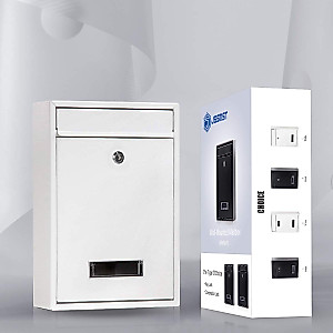 Locking Mailboxes Wall Mounted Vertical – Jssmst Key Lock Mail Box Medium Capacity Galvanized Steel Cover Rust-Proof Metal Post Box, 12.6 x 8.5 x 3.4 Inch, White，SM-0604L
