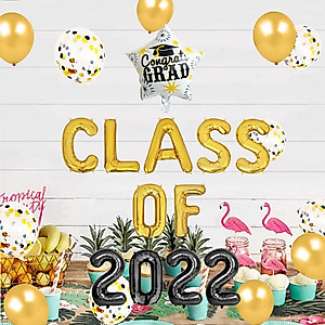 Geloar Class of 2022 Balloons Banner, Class of 2022 Balloons Congratulations Grad Sign Graduate Party Supplies Decoration High School Graduation College Nurse Law School Set of 24 PCS