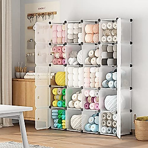 Aeitc 20 Storage Cubes- 14’’x14’’ Cube, More Sturdy (add Wire Panel), DIY Clothes Organizer, Craft Cube Storage with Doors, Bookshelf Units, Toy Storage Cabinets