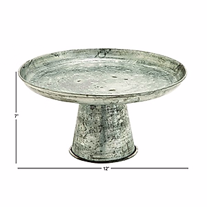 Deco 79 Metal Galvanized Cake Stand, 12" x 12" x 7", Gray