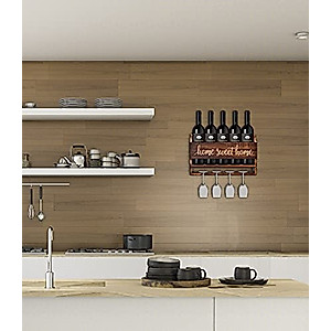Housewarming Gift New Home Gifts for Home, House Warming Gifts New Home, Wood Wine Rack Wall Mounted Gifts for Women Wine Lover,Wine Bottle Holder with Wine Glass Rack,Home Sweet Home Wall Decor