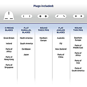 Conair Voltage Converter and Universal Travel Adapter, European Travel Plug Adapter, Univerasal Adapter Plug Converter for Travel, 6 Piece Set