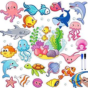 40pcs Cruise Door Decorations, Magnetic Cute Ocean Sea Animal Magnetic Cruise Ship Door Car Decorations for Fridge Refrigerator Carnival Cruise Party Supplies Favors