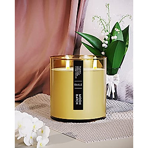 RAKLE Candles for Home Scented – Bergamot Cedarwood Scented Candle 16.9 oz – Premium Soy Wax Blend Candle Jar with Lid for Home, Meditation, Aromatherapy – Delightful Long Lasting Scents